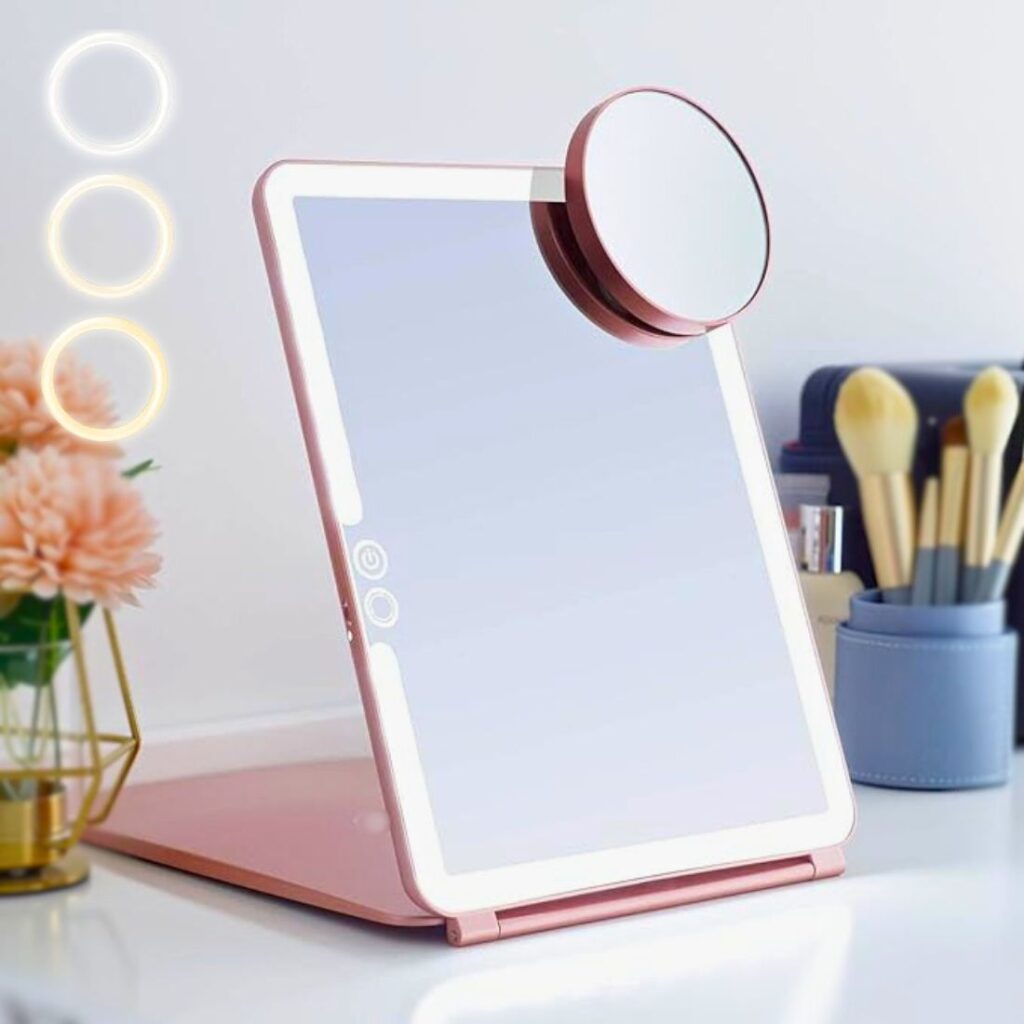 Foldable Vanity Mirror, Gold Dressing Table Make up Mirror with lights ...
