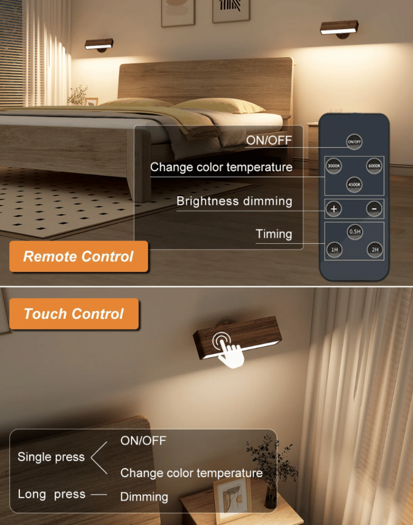 LED Wall Lamp | Touch Control Wall Light | Rechargeable Wall Light