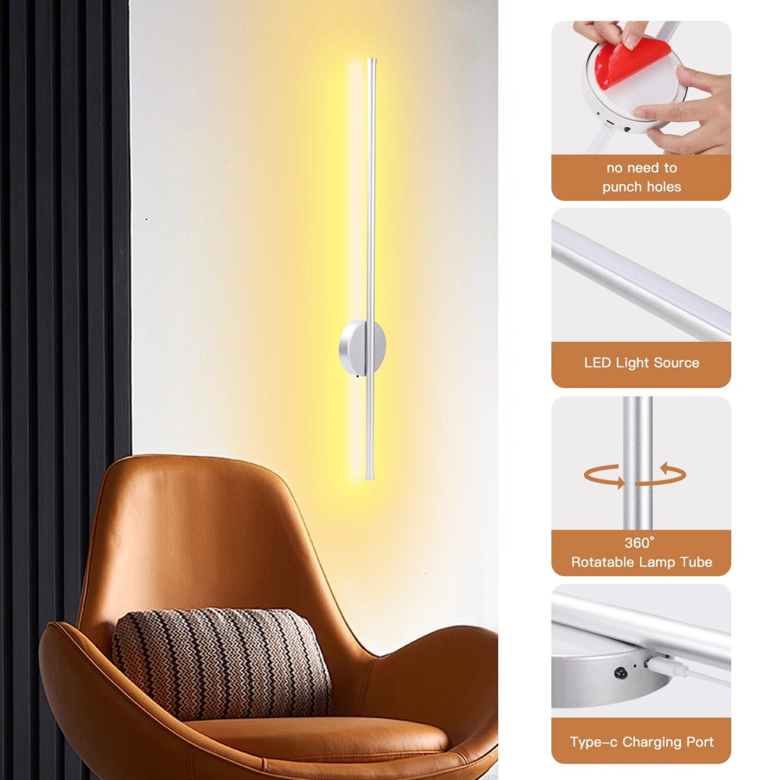 Battery operated wall lights , Modern Nordic Wall Light Stick , Usb ...
