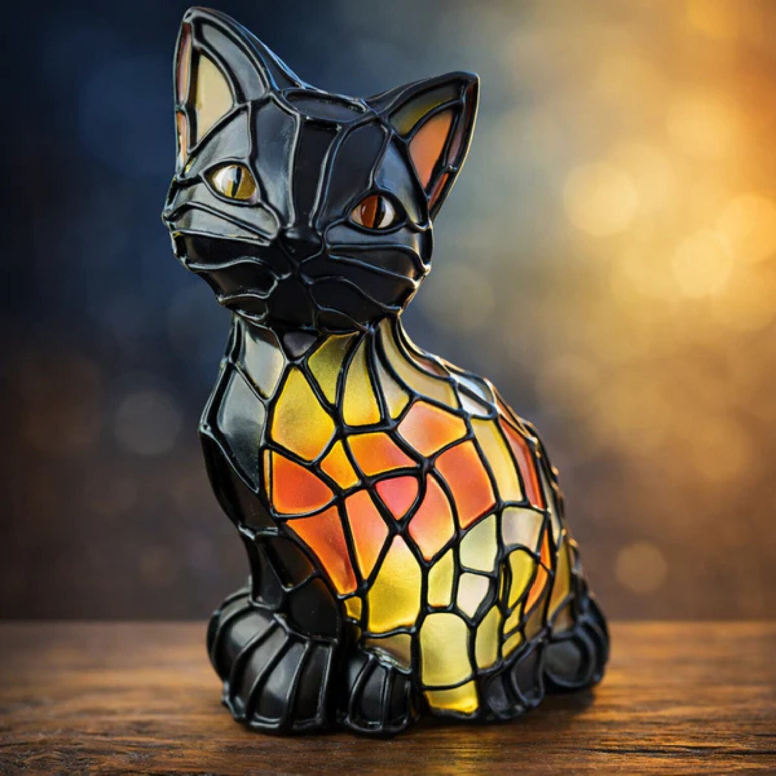 3D Cat LED Night Light Resin | Decorative Bedside Lamp | Animal Table Light